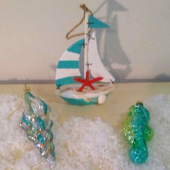 Holiday | Set Of 3 Beach Themed Christmas Ornaments | Poshmark